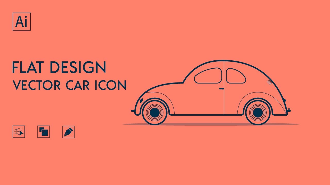 Flat car icon design beginner tutorial | Adobe Illustrator CC - YouTube
