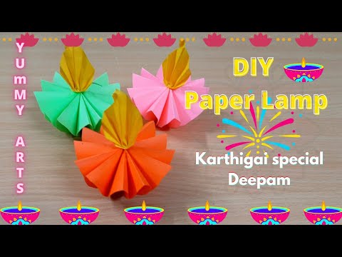 DIY karthigai special deepam 🪔 | DIY paper deepam | Easy paper lamp ...