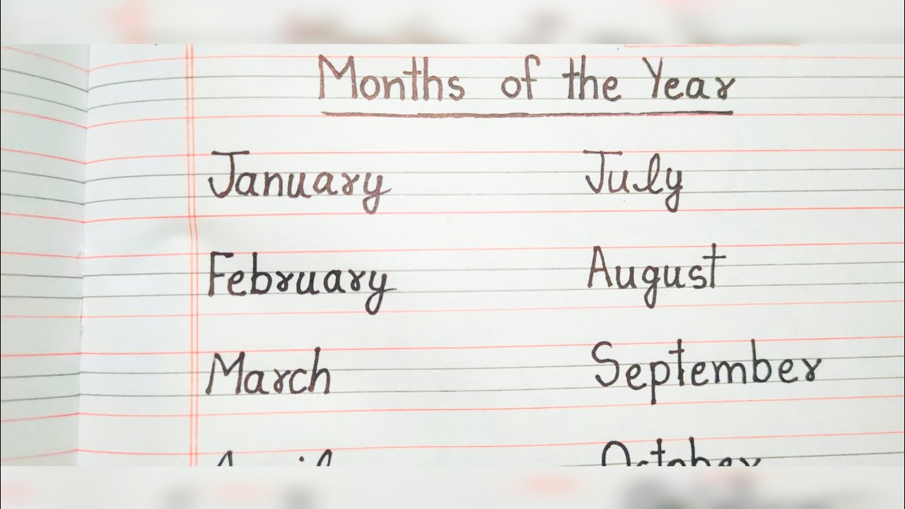 Month of the year writing// January February writing// Months of the ...