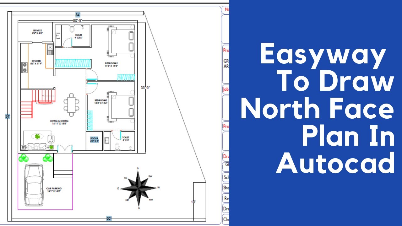 Easyway to draw north face plan in autocad. - YouTube