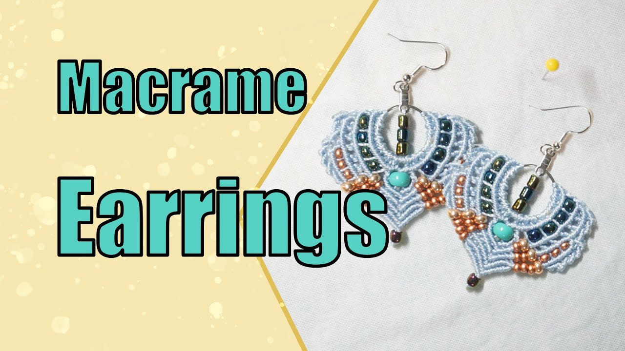Blue macrame earrings - YouTube