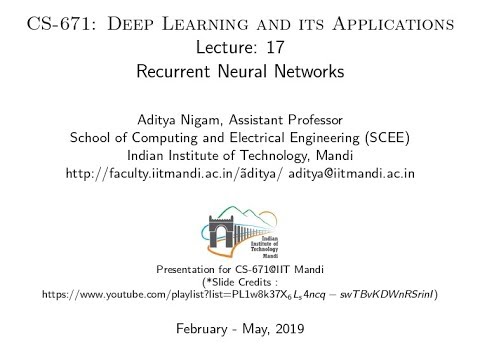 CS671_Topic-17 (PART-D): Recurrent Neural Networks - YouTube
