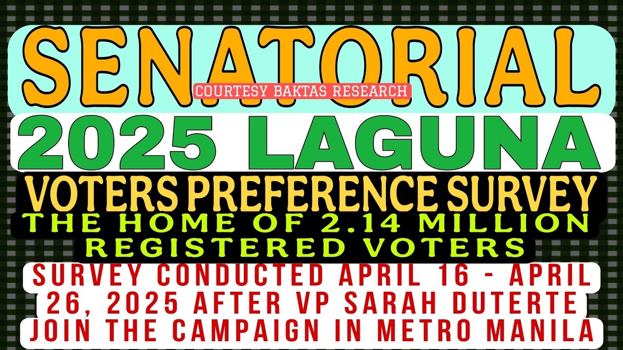 SENATORIAL ELECTION 2025 LAGUNA VOTERS PREFERENCES SURVEY #dds #duterte ...