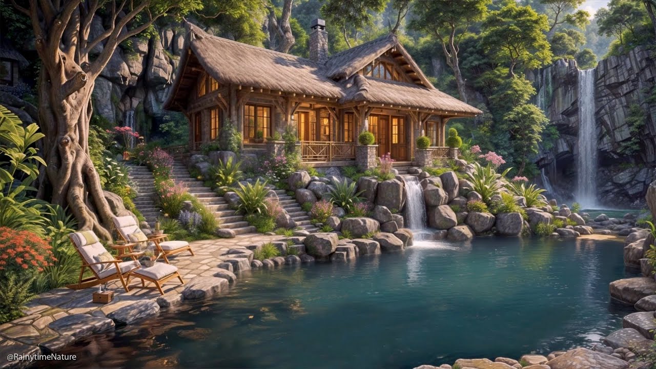 Peaceful House With Nature Waterfall View In A Morning For Relax 8 ...