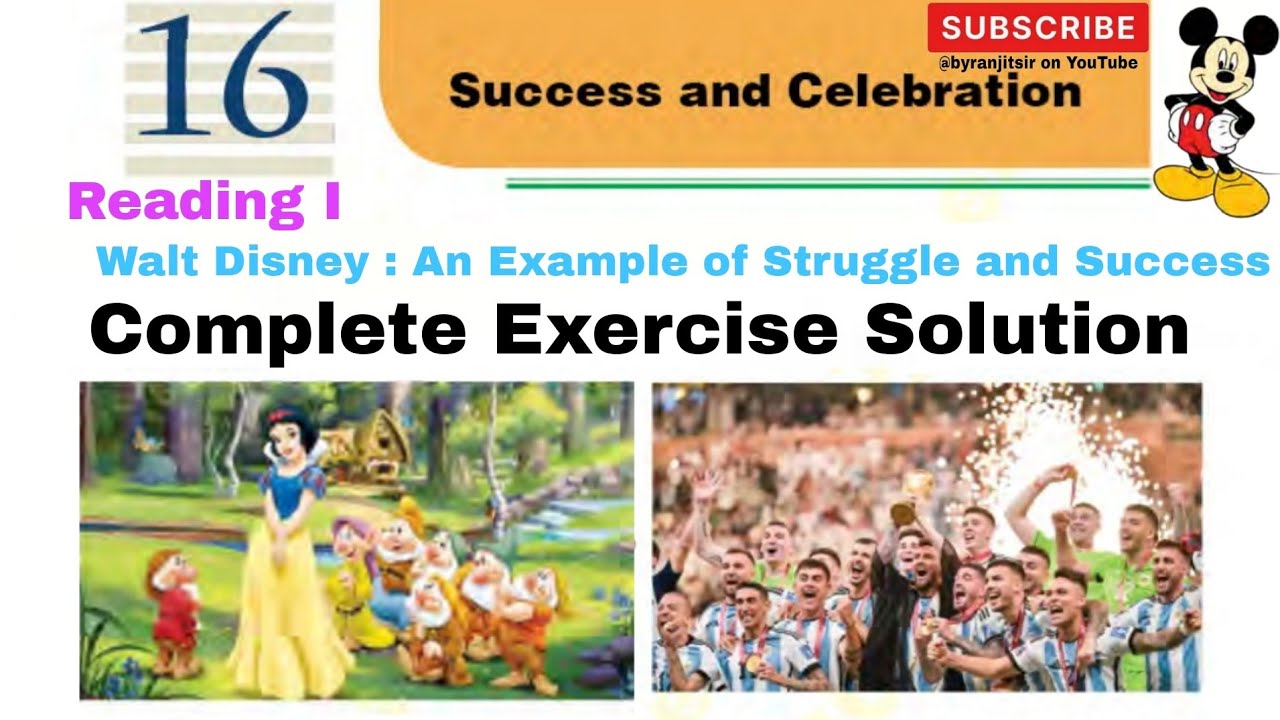 Class 10 || Unit 16 || Walt Disney || Complete Exercise Solution - YouTube