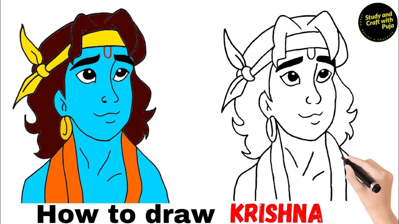 How to draw Krishna || Krishna drawing easy step by step - YouTube