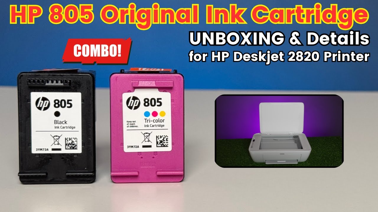 HP Deskjet 2820 Printer Original HP 805 Black & Color Ink Cartridge ...