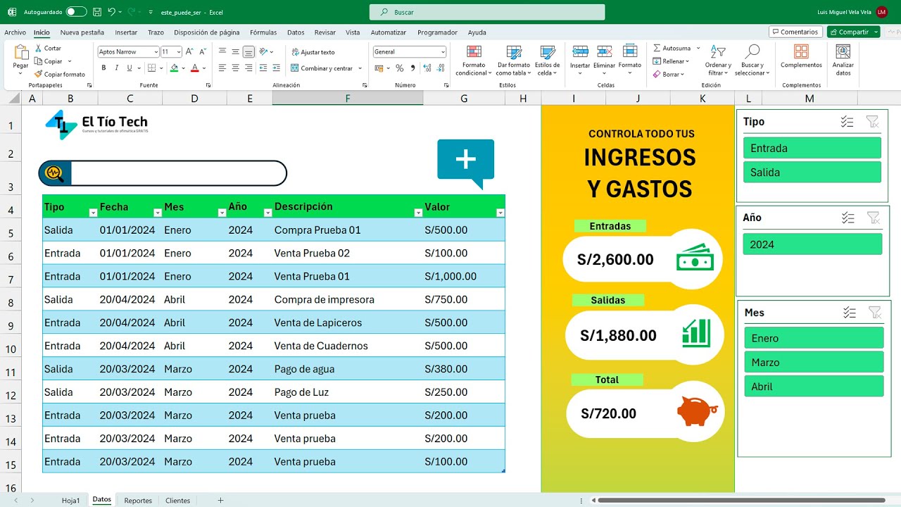 Control de GASTOS, INGRESOS y EGRESOS en Excel (Plantilla Contable) 📒 ...