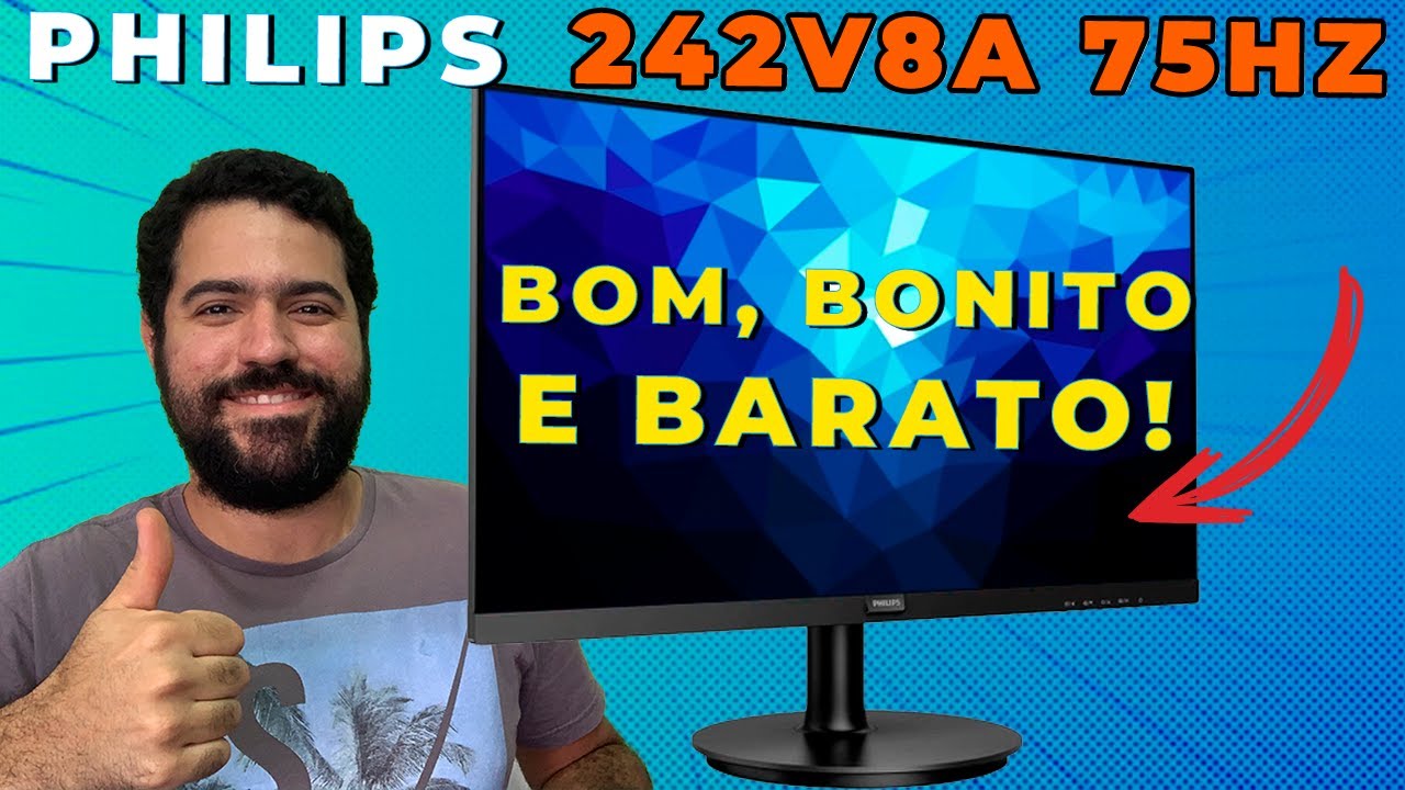 Monitor Philips V-line 242V8A - UNBOXING E PRIMEIRAS IMPRESSÕES - YouTube