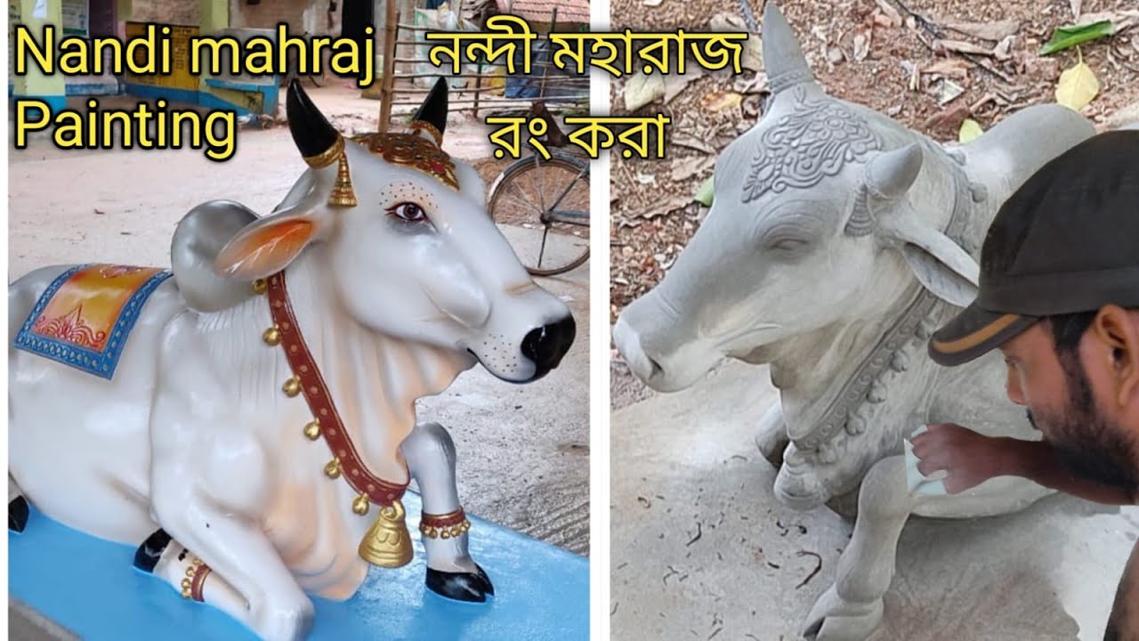 how to paint nandi# nandi ka color kaise karein# how to pent ox# cement ...