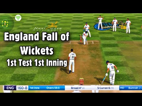 England fall of wickets in first test against india | 1st inning in ...