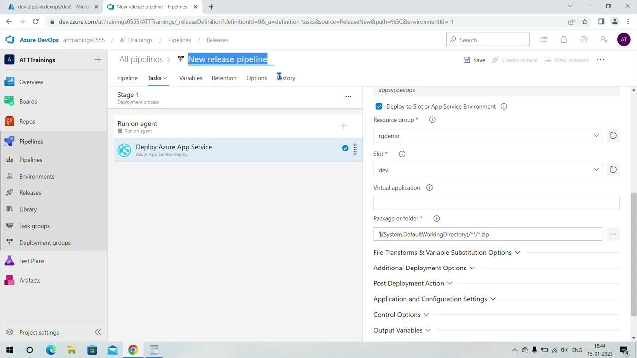 10-Deploy to Azure App Service slot from Azure DevOps release pipeline ...