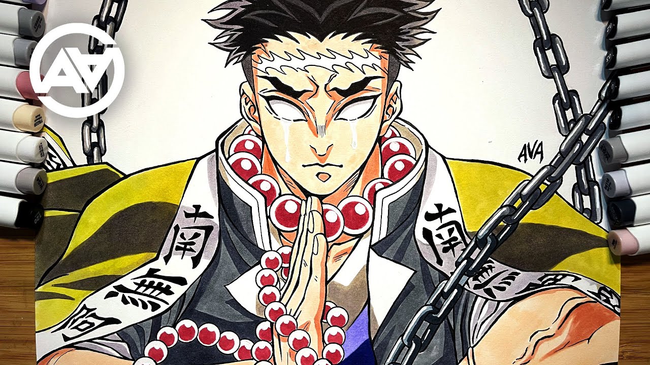 Drawing Gyomei Himejima (Stone Hashira) - Demon Slayer | Draw With Aid ...