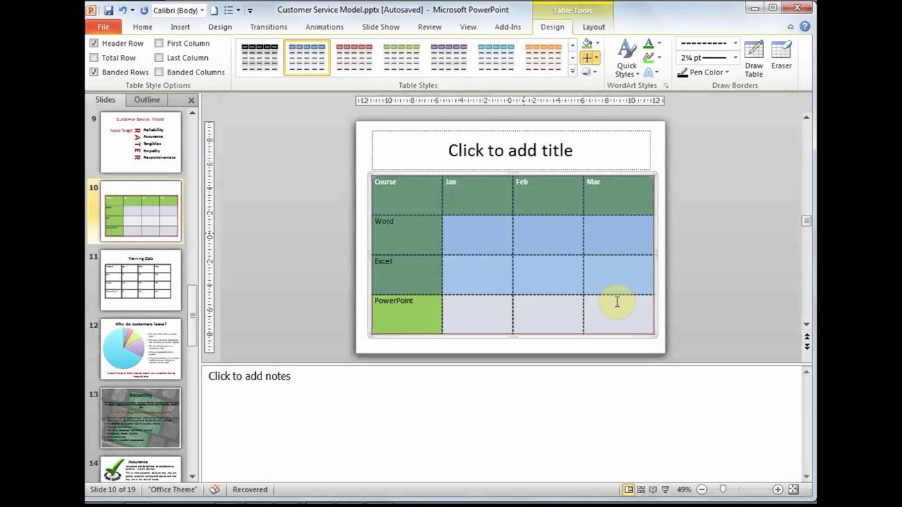 Advanced Microsoft PowerPoint Unit 1. Tables - YouTube