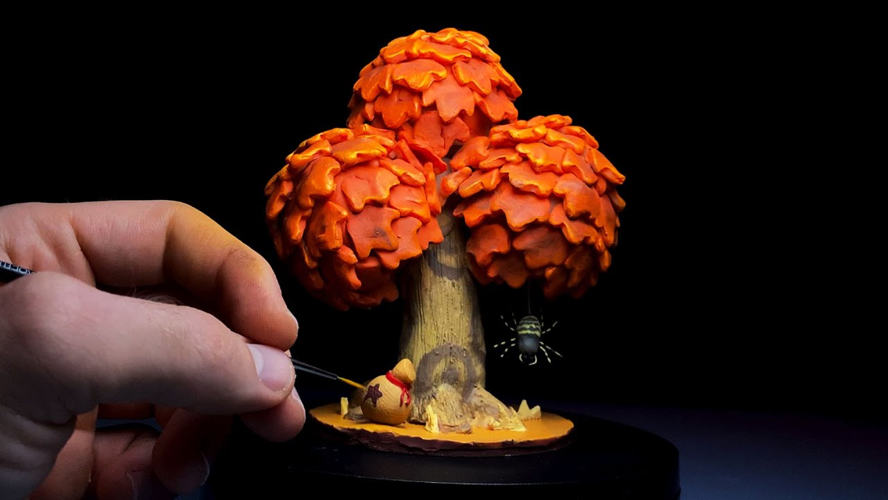 Making an Animal Crossing tree out of polymer clay - YouTube