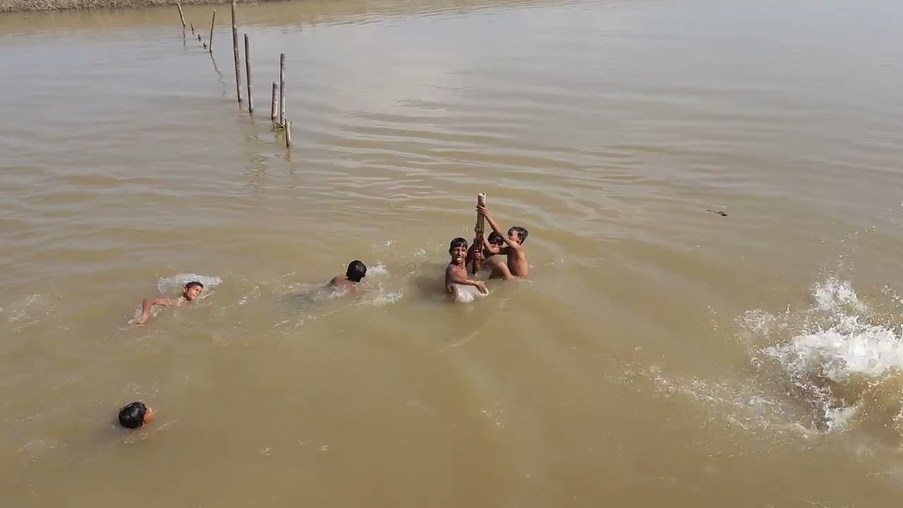 Swimming and Fun while Bathing in the River / Copyright Free Video ...