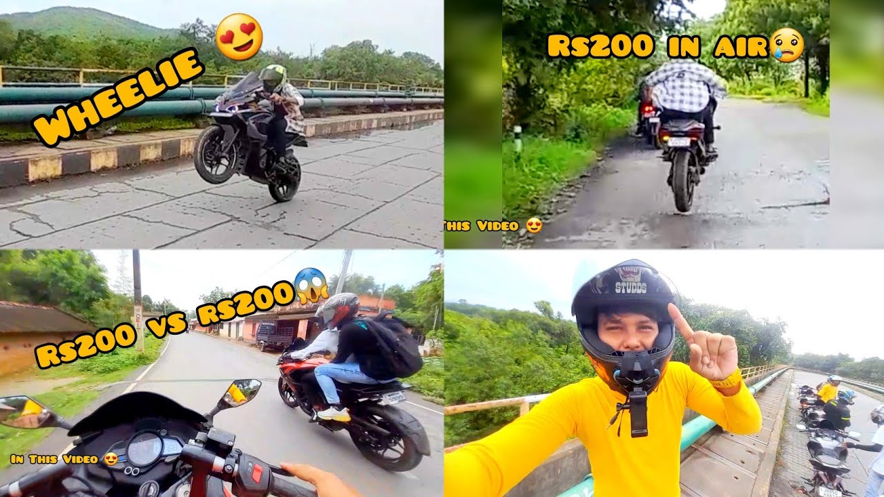 Unexpected ride wheelie , burnout with 10 rs200 bikes 🔥😍 - YouTube
