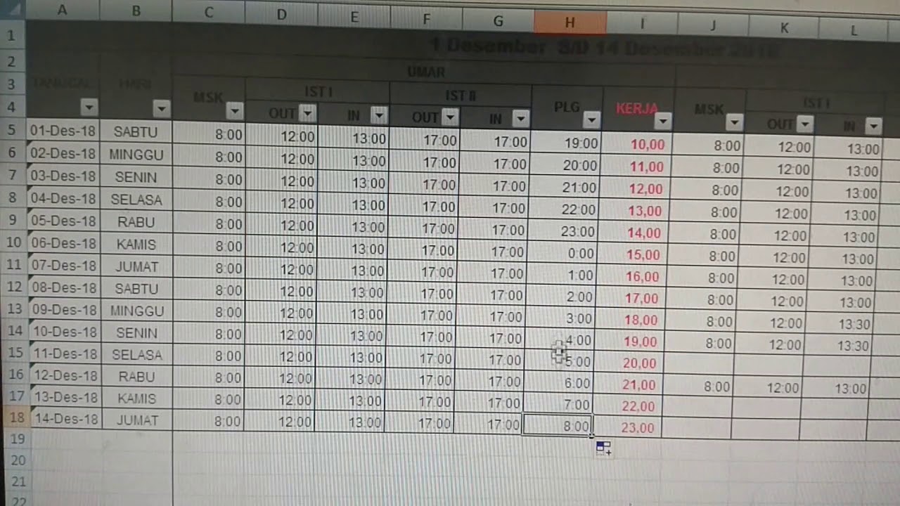 Aplikasi Lemburan , Menghitung upah lembur dengan excel - YouTube