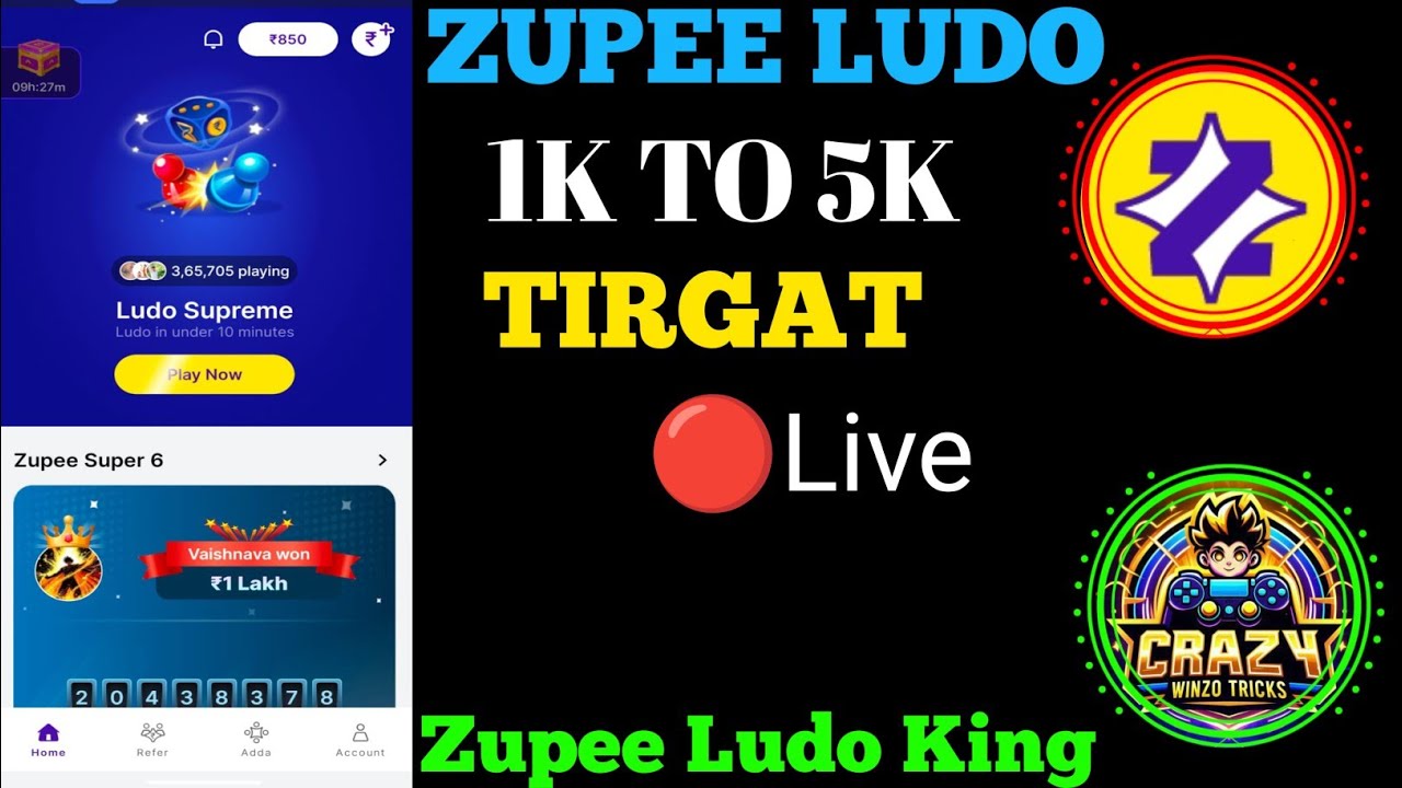 🔴 Live :- ZUPEE LUDO KING 👑 !! LUDOSPME LIVE IN HERE // ZUPEE CHAMPION ...