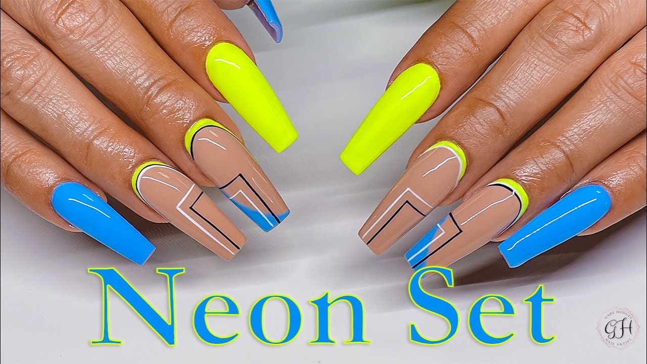 Neon Set Nail Tutorial | Watch Me Work | Acrylic Nails | How to coffin ...