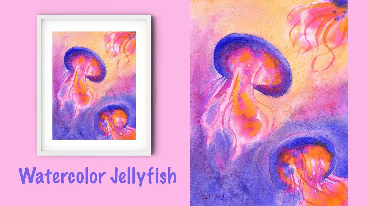 Watercolor Jellyfish Painting Demonstration - How to paint underwater ...