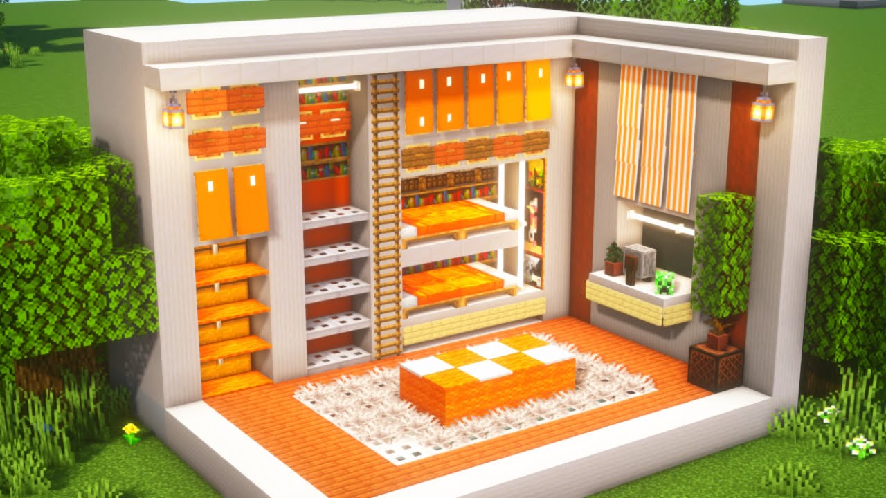 ⚒️ Minecraft: How to build and decorate a vivid orange small room - YouTube