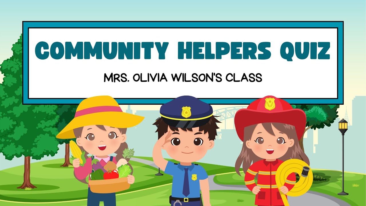 Colourful Cartoon Kindergarten Community Helpers Quiz Activity ...