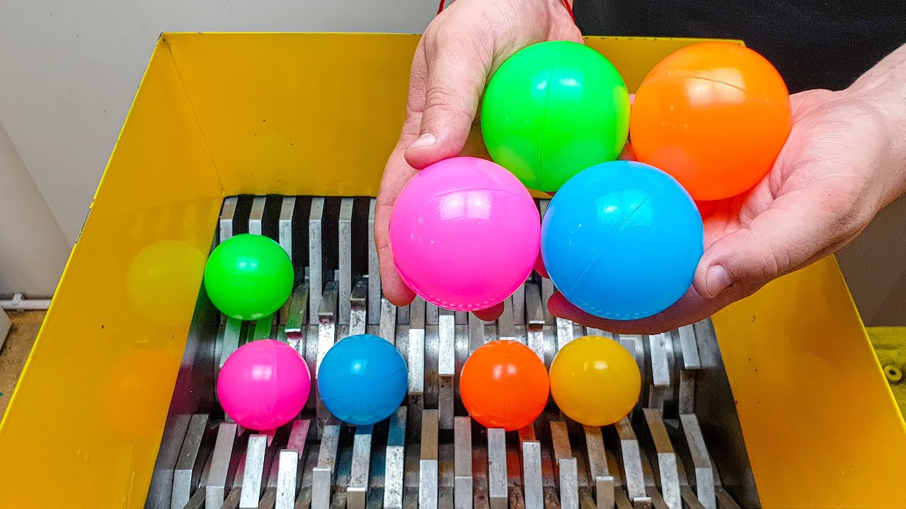 Shredding 100 Rainbow Plastic Balls - YouTube