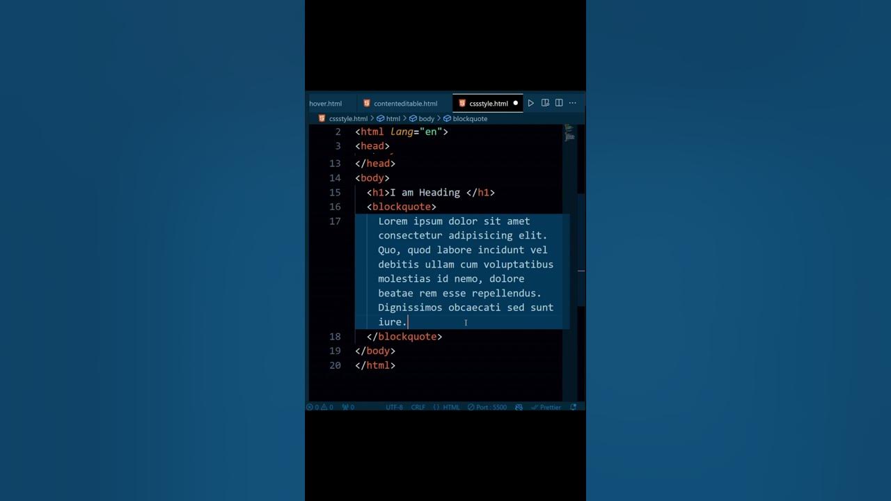 Step-by-Step Guide to Using Blockquote Tag in HTML 🌐 #HTML - YouTube