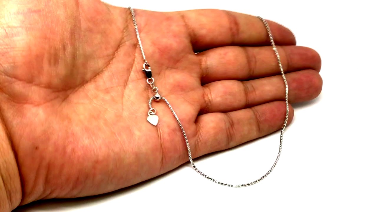 14k White Gold Adjustable Popcorn Link Chain Necklace, 1.3mm, 22" - YouTube