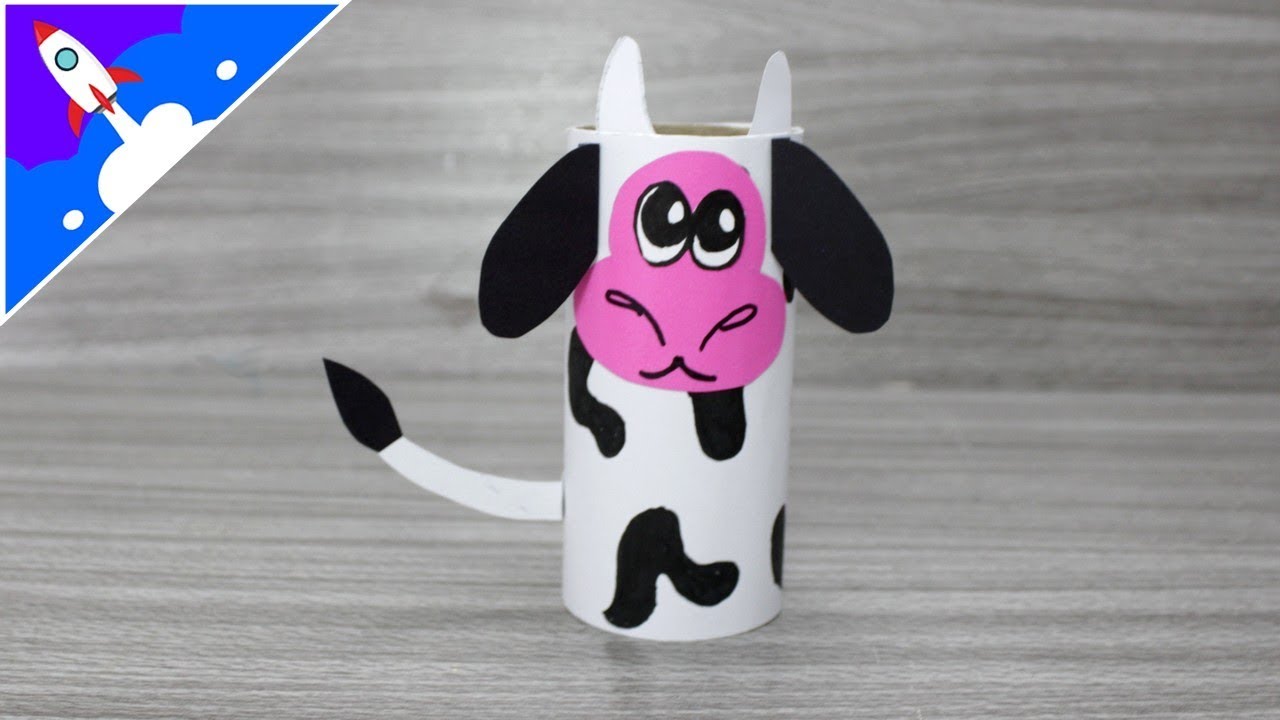 Como fazer uma vaca com rolinho de papel - YouTube