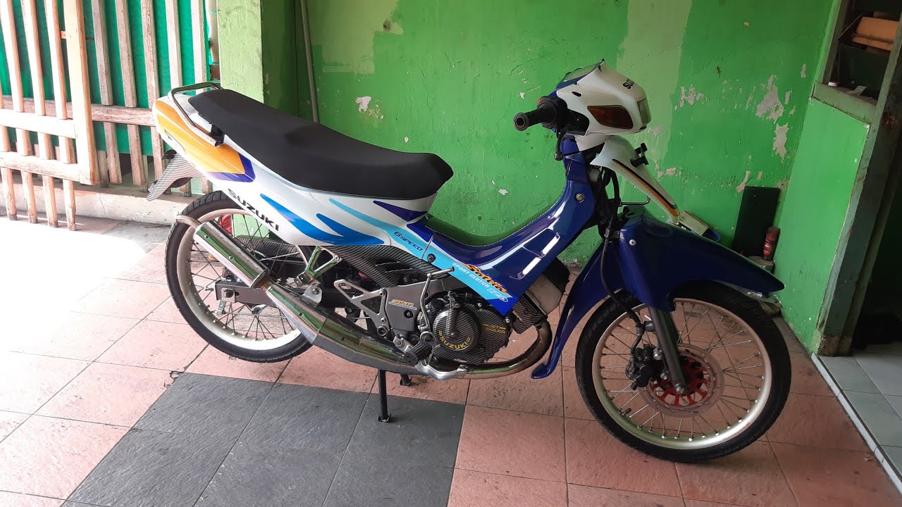 restorasi satria lumba andre taulany satria R 120 th 2000 asli biru ...