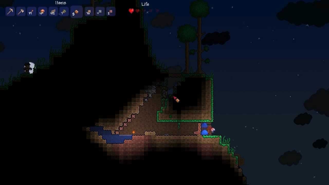 Mat 102 - Terraria 1 - First look at Terraria, with two floating eyes ...