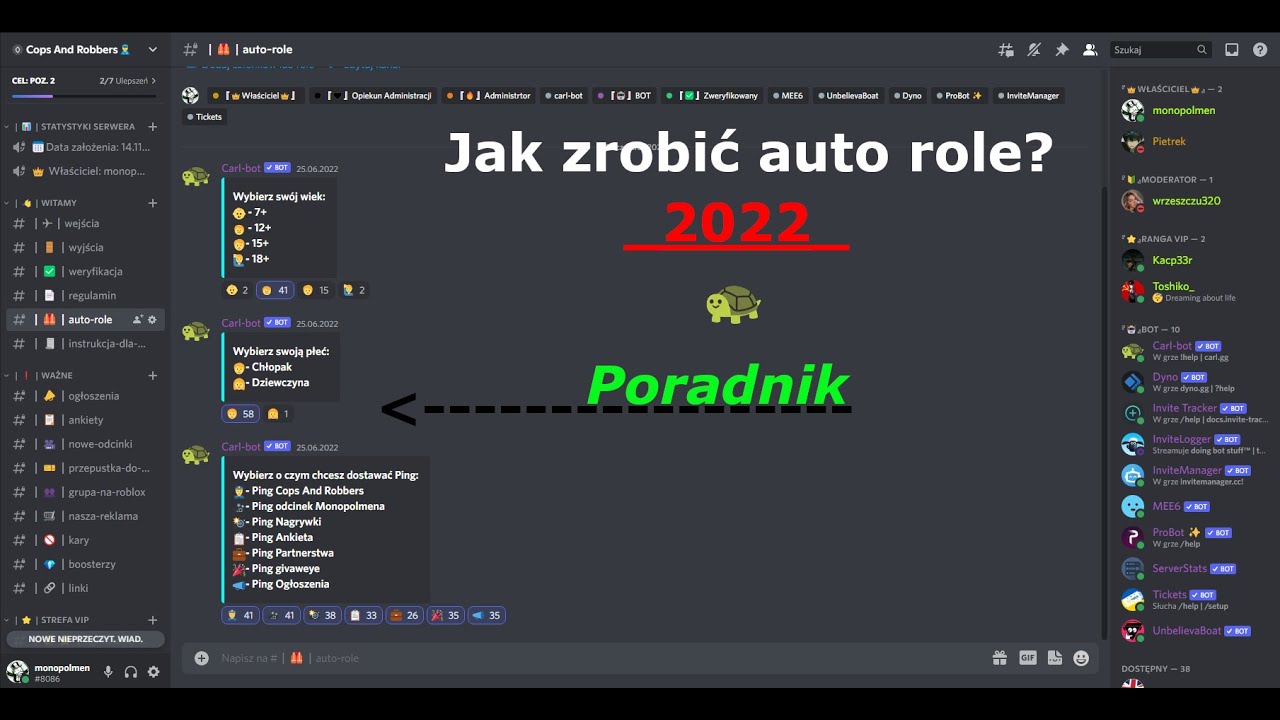 Tutorial jak zrobić auto role / #2 / Discord - YouTube
