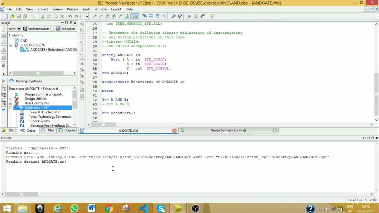 VHDL CODE FOR AND GATE BY BEHAVIOURAL MODELLING USING #XILINX. #programming #shorts #vlsi#vhdl# ...