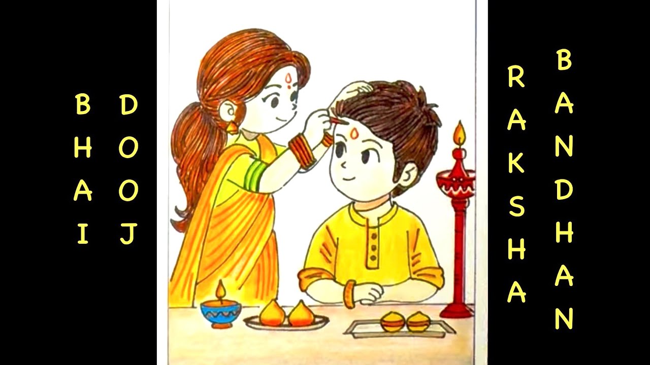 How to draw Bhai Dooj or Rakhsha Bandhan drawing easy | Bhaidooj ...