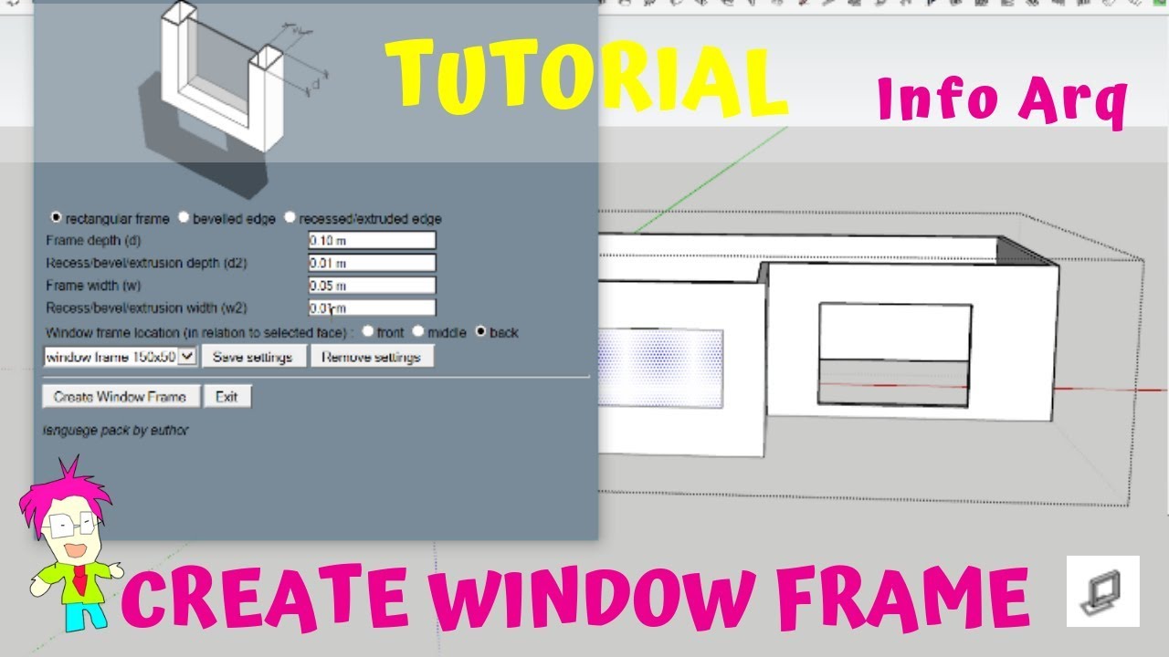 Create window frame - 1001bit plugin SketchUp - YouTube