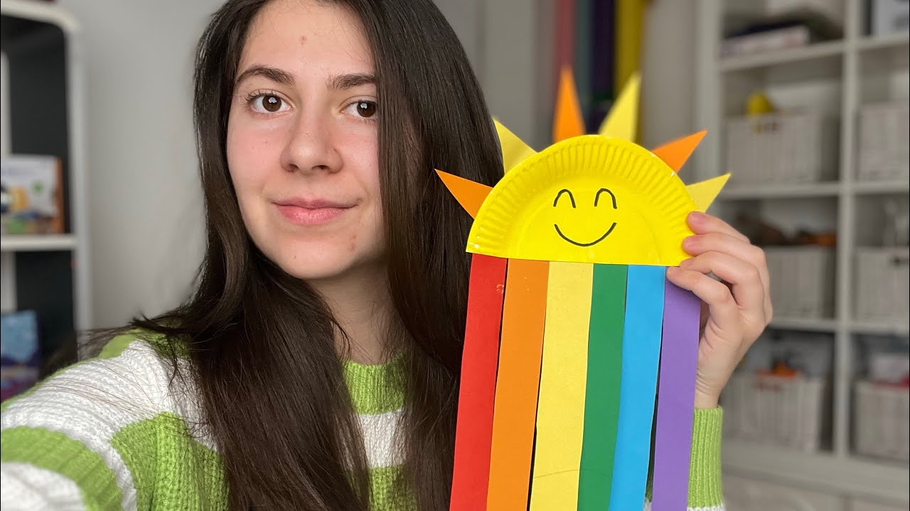 Soare si curcubeu🌈☀️ din farfurie de carton. Activitate practica pentru ...
