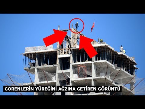 İnşaat işçisinin tehlikeli yürüyüşü
