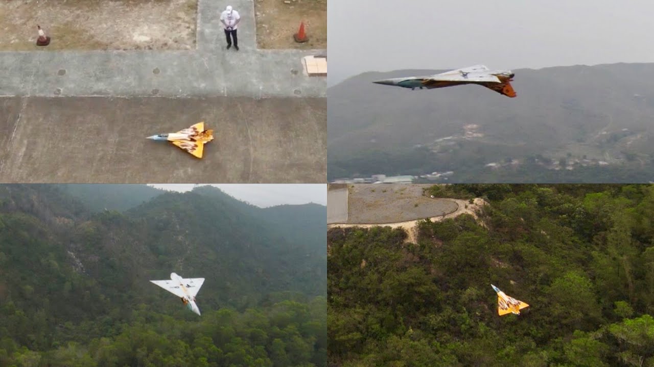 DJI FPV drone N-S-M-S mode switch in air and chase HSD M2000 Turbine ...