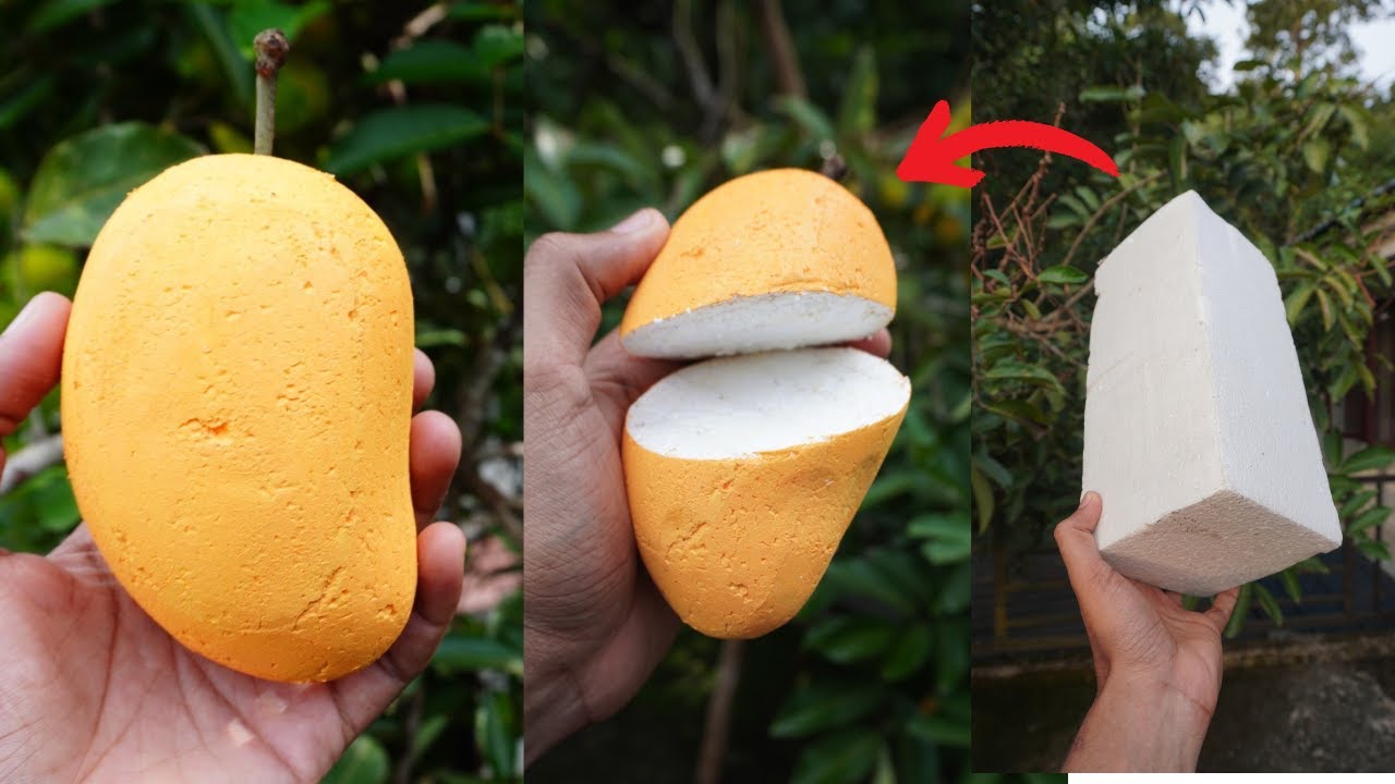 DIY Fake Fruits | Fake Mango Making With Thermocol - YouTube