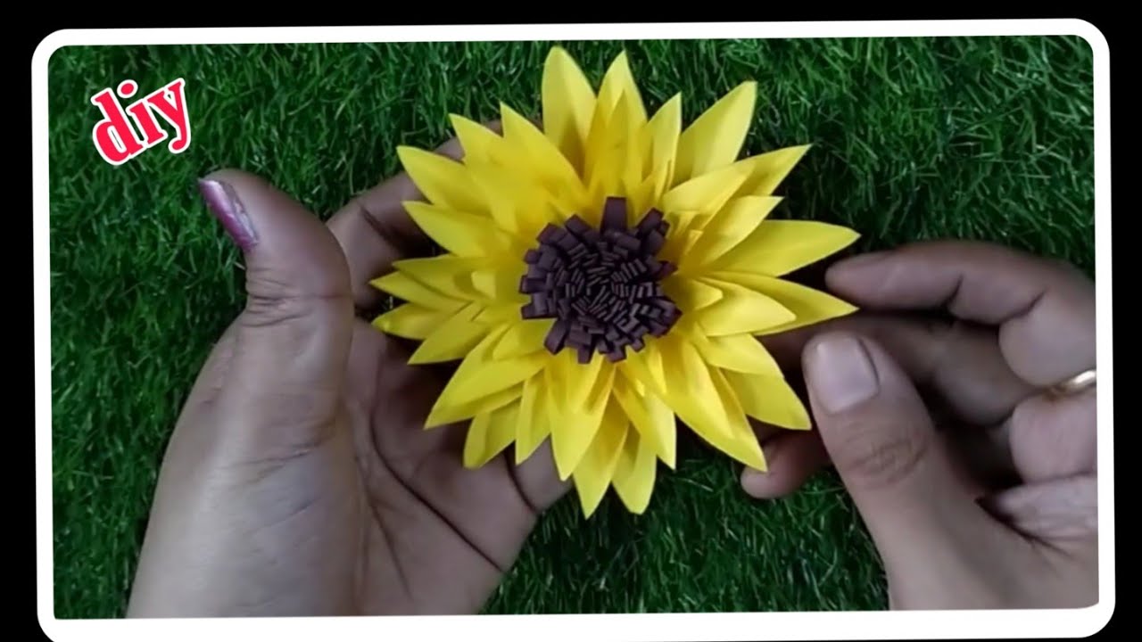 DIY / Paper sunflower/ How to make Sunflower/ Easy paper sunflower ...