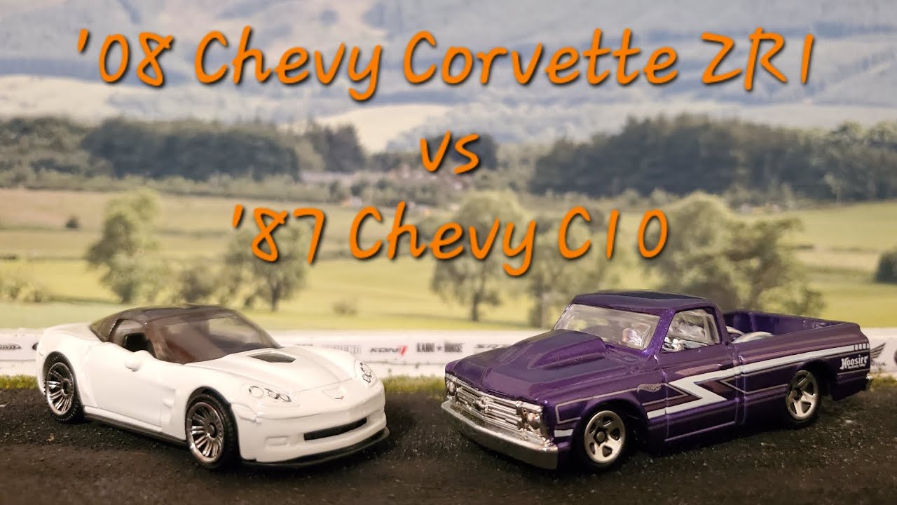 '08 Chevy Corvette ZR1 vs '87 Chevy C10 1/64 Diecast Drag Race 🏁 - YouTube