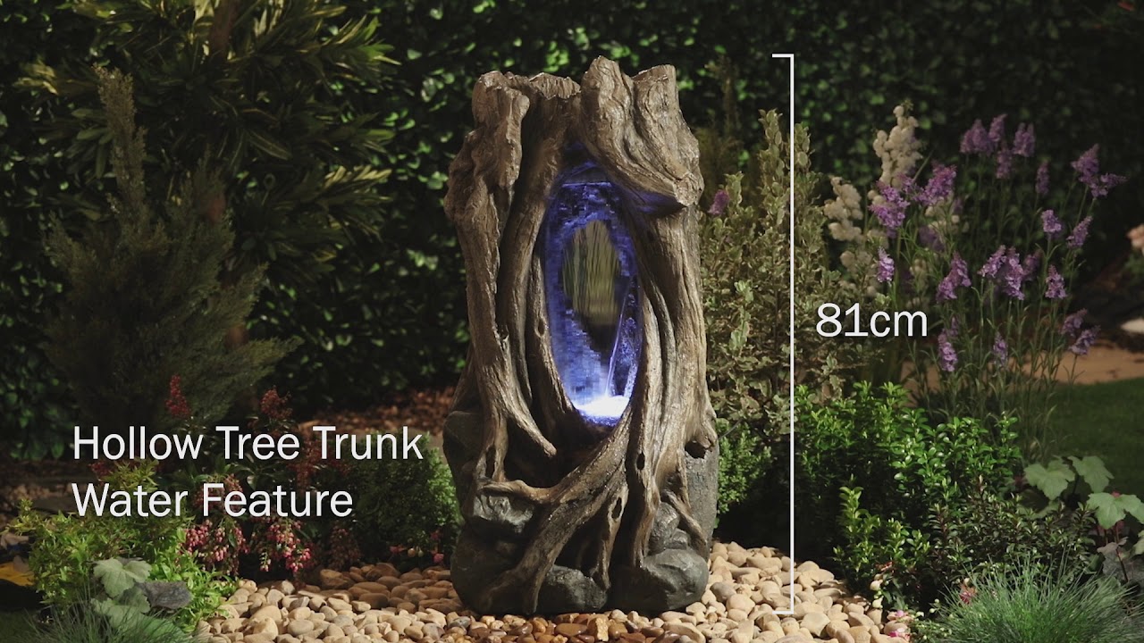 Serenity Hollow Tree Trunk Waterfall Water Feature - YouTube