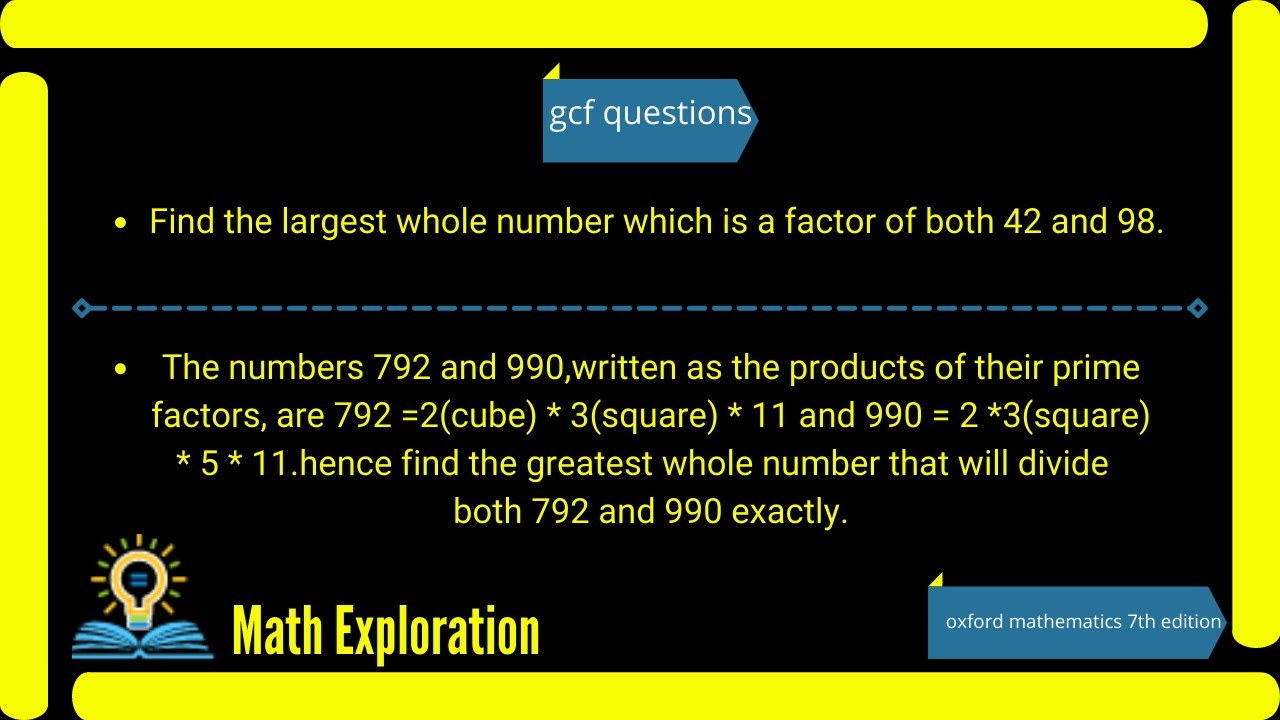 Find The Largest Whole Number Which Is Factor Of Both 42 And 98 HCF Of
