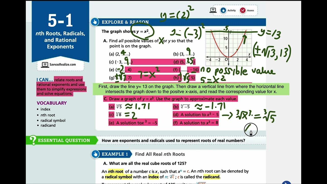 EnVision Algebra 2 Lesson 5-1: nth Roots, Radicals, Rational Exponents ...