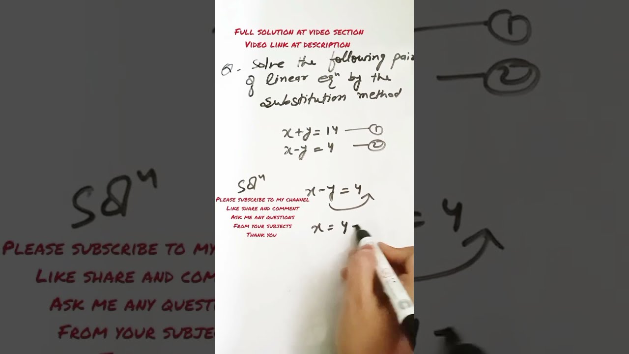 Solve The Following Pair Of Linear Equations By The Substitution Method Solve The Following Pair Of Linear Equations By The Substitution Method