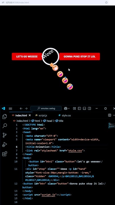 HTML CSS ANIMATION FUNNY EMOTES SWINGING #shorts #viralshorts # ...