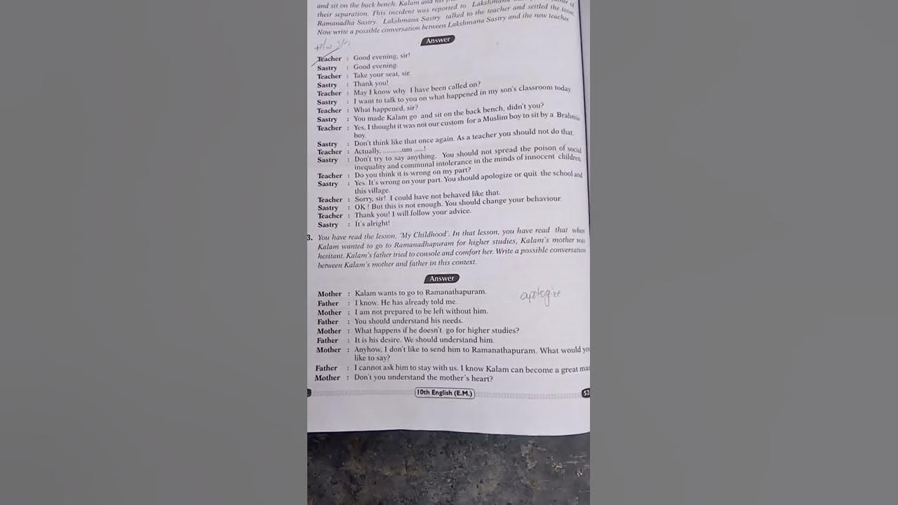 write a possible conversation between Kalam's father and Kalam's mother ...