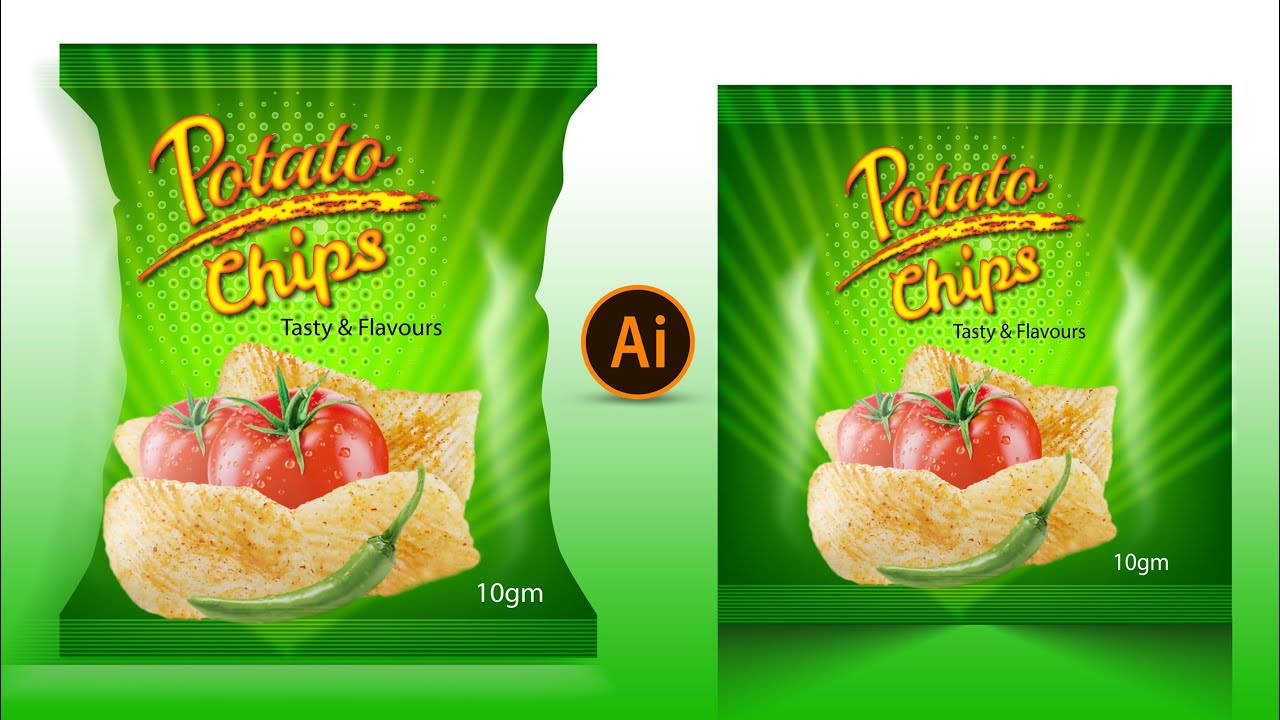 Potato Chips Packaging Design in Illustrator Tutorial #chipspacking # ...